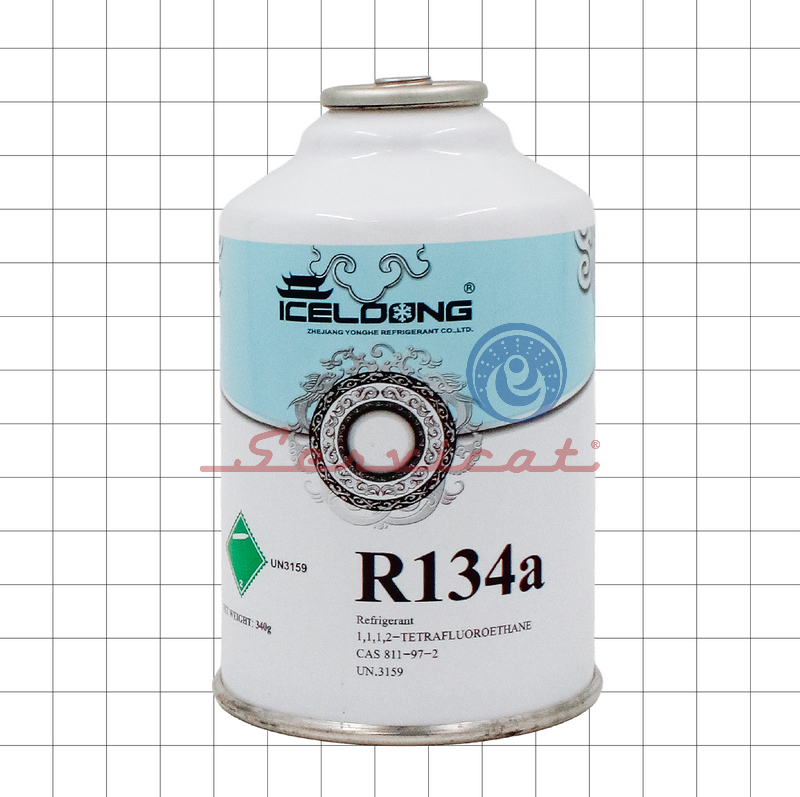 POTE DE GAS REFRIGERANTE CON VÁLVULA DE 1/2" R134A - 340GR REFRIGERADORA TODAS LAS MARCAS ...